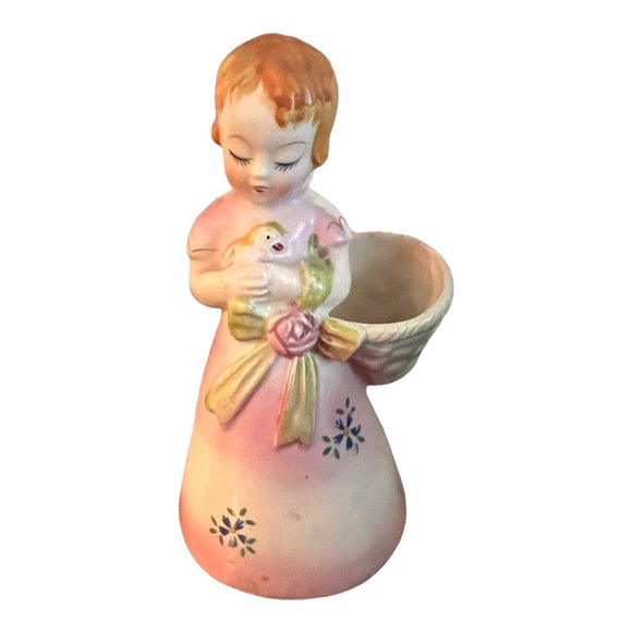 Accents | Vintage Ceramic Girl Figurine With A Basket Made In Occupied ...